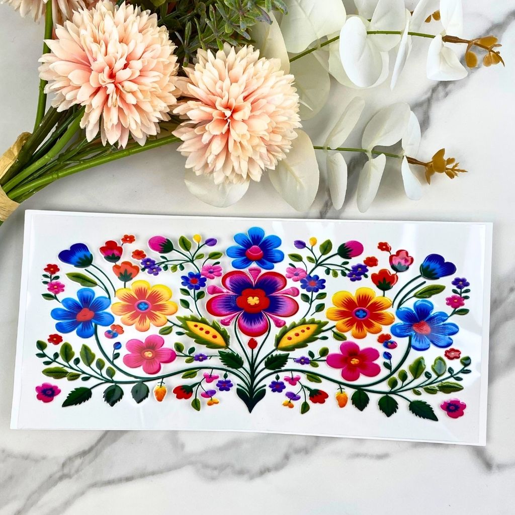 Mexican Flowers | 16 Oz UV DTF Wrap - HKS Custom Designs