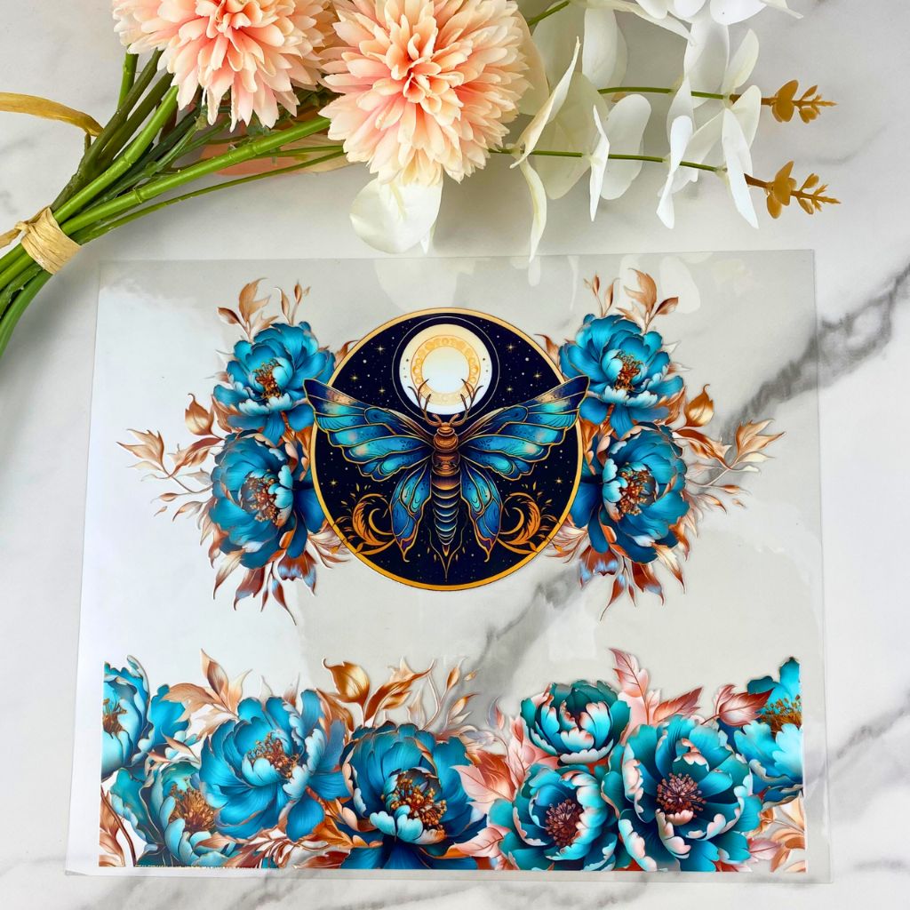 Floral Moth | 20/25 Oz UV DTF Wrap - HKS Custom Designs