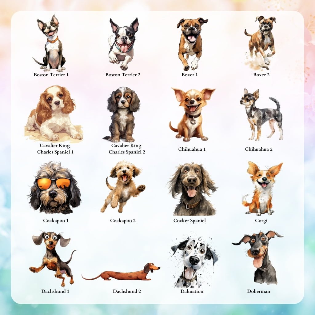 4" Dog Breed Decals | Boston Terrier - Doberman - HKS Custom Designs