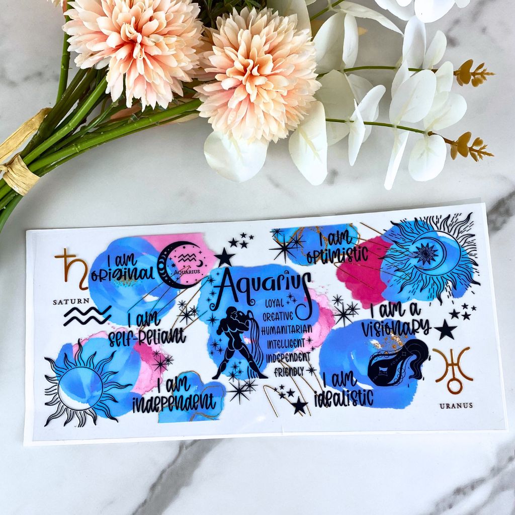 Aquarius | Zodiac 16 Oz UV DTF Wrap - HKS Custom Designs