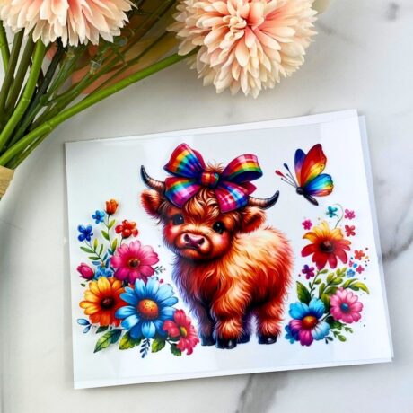 Baby Highland Cow | 4″ UV DTF Decal – HKS Custom Designs