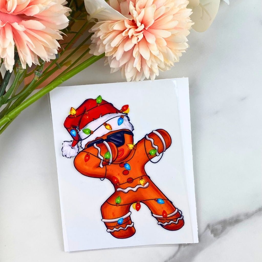 Dancing Gingerbread Man | 4" UV DTF Decal - HKS Custom Designs