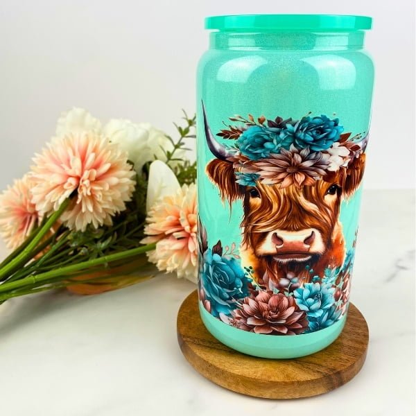 Blue Highland Cow Glass | Completed Bundle - HKS Custom Designs