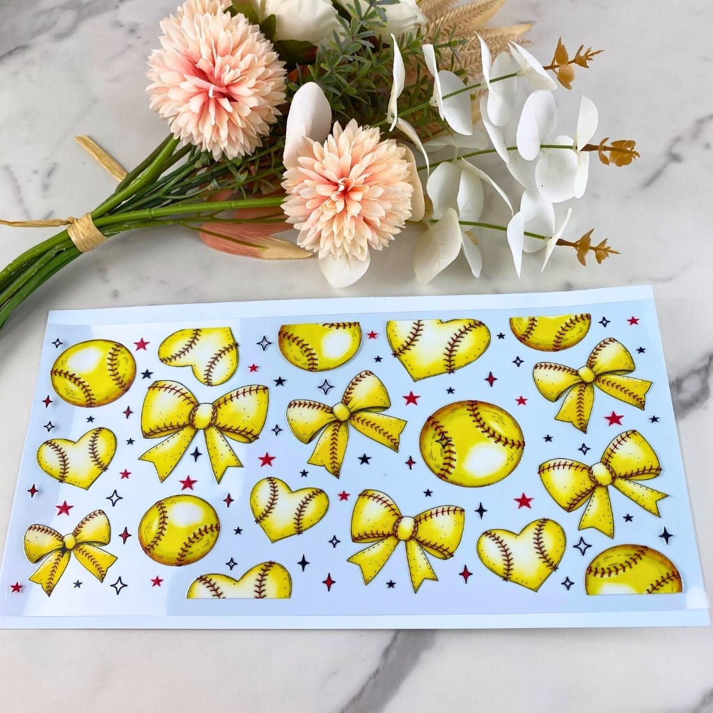 Softballs And Bows | 40 Oz UV DTF Wrap - HKS Custom Designs